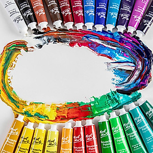 Mont Marte Signature Gouache Paint, 24 x 0.4oz (12ml), Semi-Matte Finish, 24 Colors, Suitable for use with Canvas, Watercolor Paper, Watercolor Paints and Mixed Media