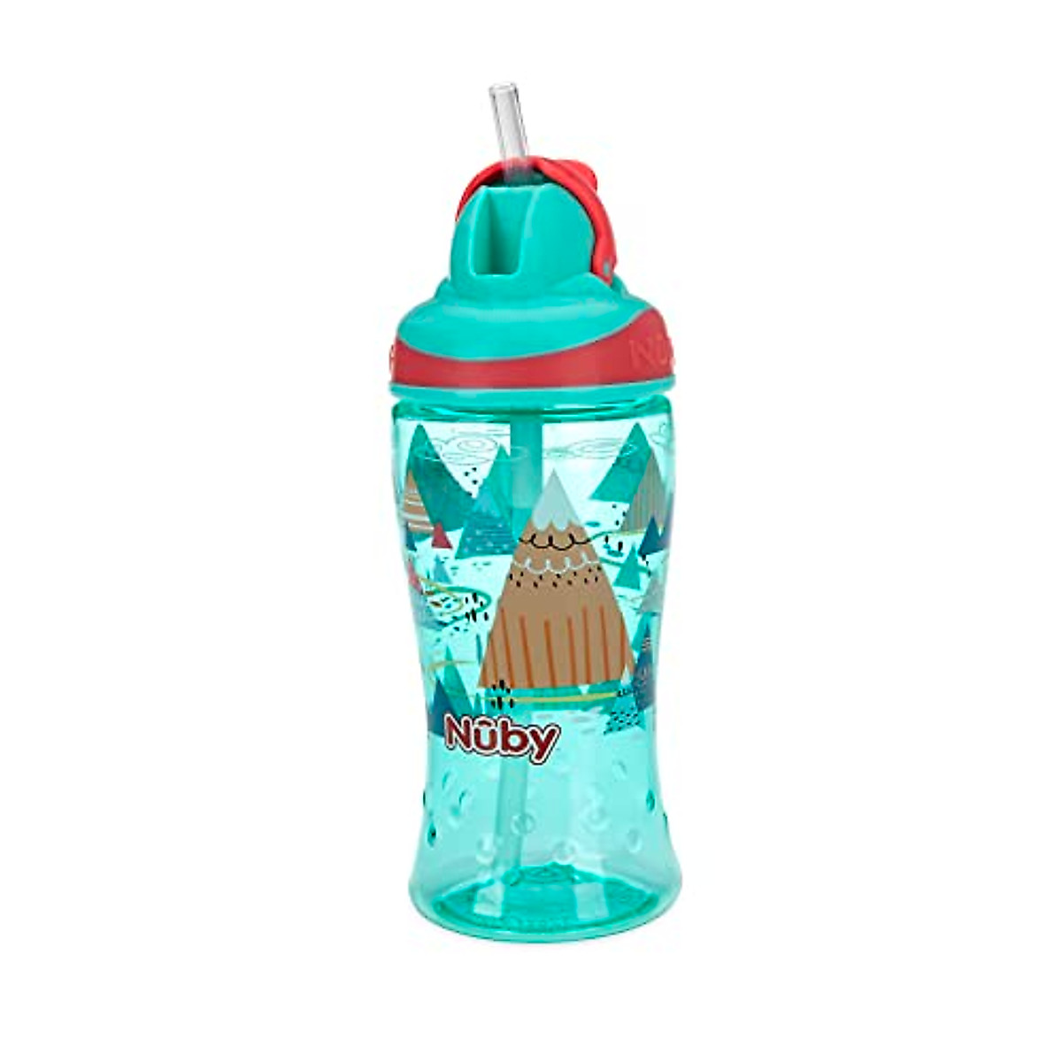 Nuby Thirsty Kids No-Spill Flip-it Printed Boost Cup with Thin Soft Straw - 12oz, 18+ Months, 1 Pack Print May Vary