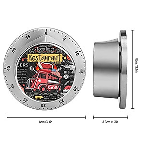 Kitchen Timer Food Truck Classroom Timer Stainless Steel Countdown Timer with Magnetic Backing