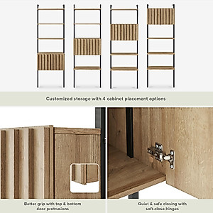 mopio Norwin 5-Tier Ladder Shelf, 3-Tier Ladder Shelf Cabinet & Ladder Desk Cabinet (Set of 3), Wall Book Shelves, Farmhouse Industrial Bookcases, Standing Shelf, Desk Shelf, Living Room, Bedroom