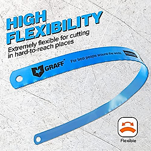 GRAFF Bi-Metal Molybdenum Hacksaw Blades 12 Inch for Metal and Steel Cutting 24 tpi - Handsaw Blades Replacement HSS