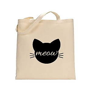 Georgiabags Cat Design Canvas Tote Bags, Carrying Book Bags Shopping Grocery