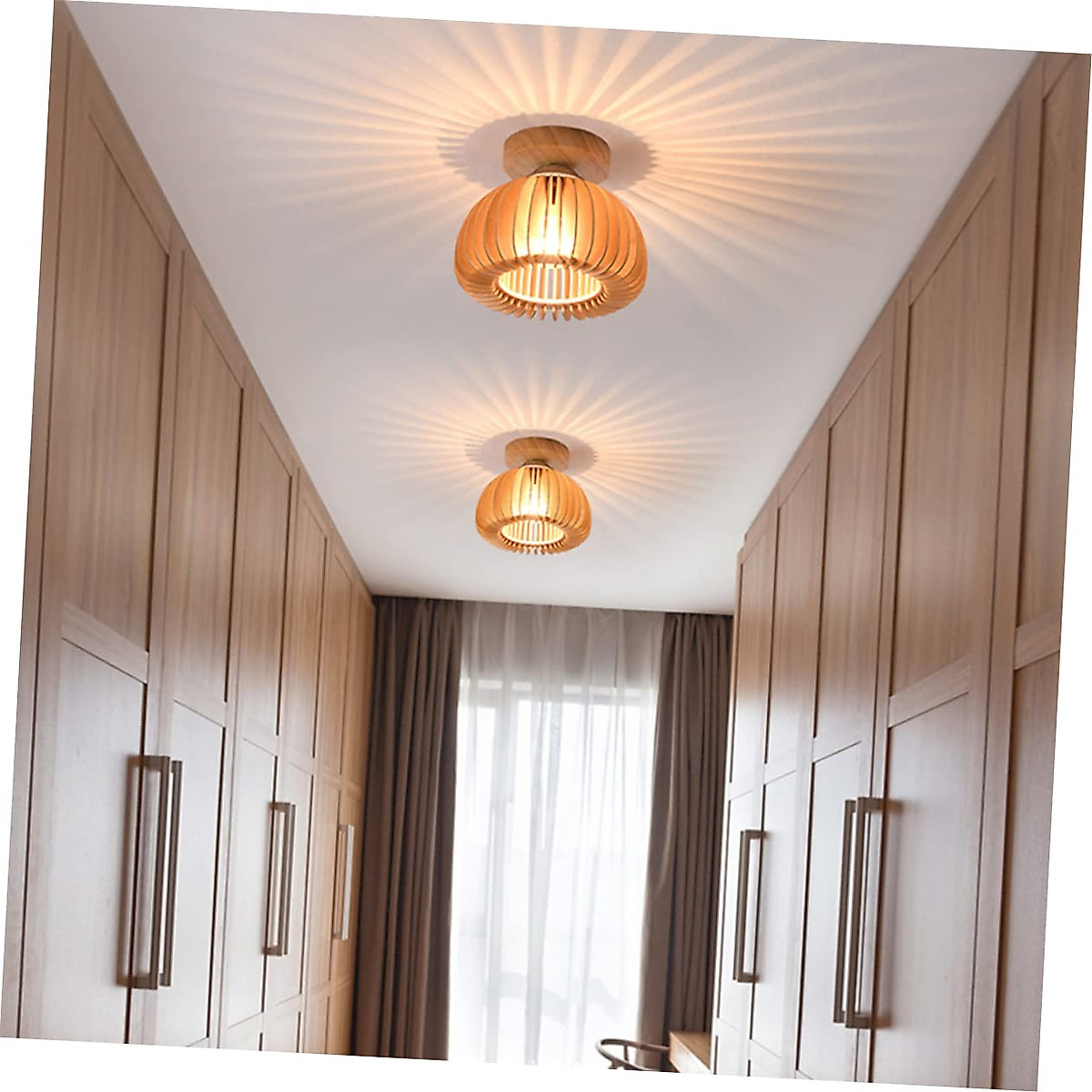 DOITOOL 1pc Wooden Ceiling Lamp Ceiling Light Fixture Flush Mount Light Fixture Ceiling Lamp Shade Light Fixtures Ceiling Mount Hallway Light Fixtures Ceiling Entryway Light Fixture