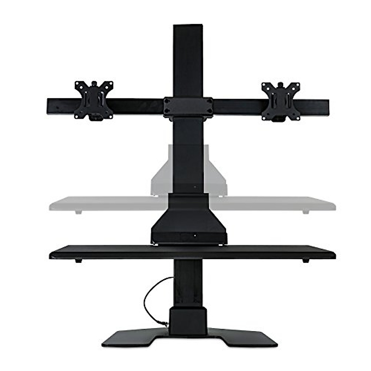 Mount-It! Electric Standing Desk Converter, Motorized Sit Stand Desk with Dual Monitor Mount and iPhone/Tablet Slot, Ergonomic Height Adjustable Workstation, Black (MI-7952)