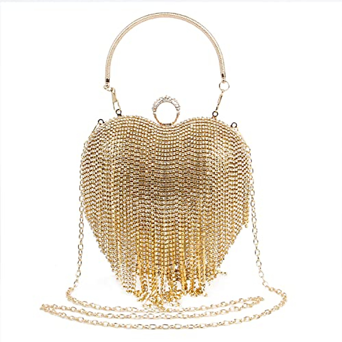 Lanpet Women Heart Shape Evening Clutch Bag,Rhinestone Diamond Wedding Party Purse Handbag