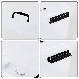 Guankan 4-Pack 10 L Plastic Storage Bin with Handle, Clear Latching Container Box