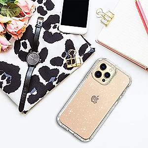 Coolwee Crystal Glitter Full Protective Case Compatible iPhone 13 Pro Max Heavy Duty Hybrid 3 in 1 Rugged Shockproof Women Girls Transparent Compatible Apple iPhone 13 Pro Max 6.7 inch Clear Sparkle