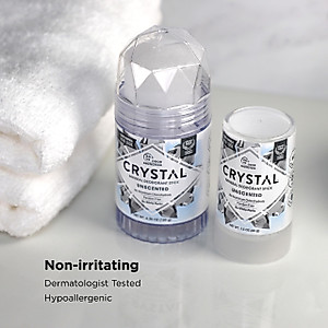 CRYSTAL Unscented Mineral Deodorant Stick (3 Pack) - 24hr Odor Protection, Non-Staining & Non-Sticky, Aluminum & Paraben Free, 4.25 oz