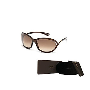 Tom Ford FT0008 Jennifer 692 61MM Shiny Dark Brown/Gradient Brown Geometric Sunglasses for Women + BUNDLE with Designer iWear Complimentary Care Kit