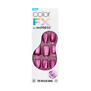KISS imPRESS No Glue Mani Press-On Nails, Color FX, 'Levels', Dark Pink, Short Size, Squoval Shape, Includes 30 Nails, Prep Pad, Instructions Sheet, 1 Manicure Stick, 1 Mini File