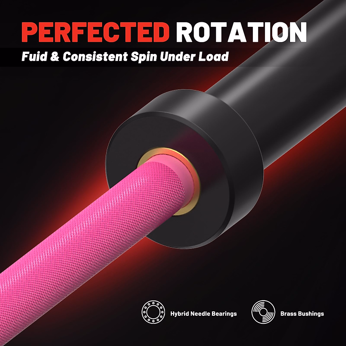 PAPABABE Olympic Barbell, 1500LB Capacity barbell Cerakote Coating Bar, Weightlifting Bar 2 Inch Barbell, for Powerlifting and Crossfit, Pink (25MM)