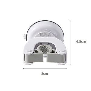 MIEDEON Bathroom Mop Holder, Strong Storage Mop Clip, Hole-free Suction Cup Wall-mounted Broom Holder (White,7*8*6.5CM)