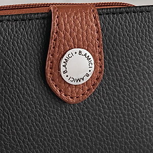 Fox Valley Traders B.AmiciTM Caryn RFID Zip-Around Leather Wallet, Black/Tan