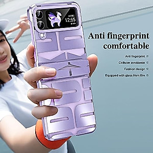 Cell Phone Case Ultra-Thin Lightweight Case Compatible with Samsung Galaxy Z Flip 3 with Hinge+Camera Lens Protector Shockproof Full Protective Rugged Cover (Electroplating) with Hard Protective Body