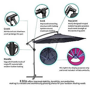 SUNNIMAX Patio Umbrella with base included, 10 FT outdoor offset umbrella for garden, w/UV Prection (GREY)