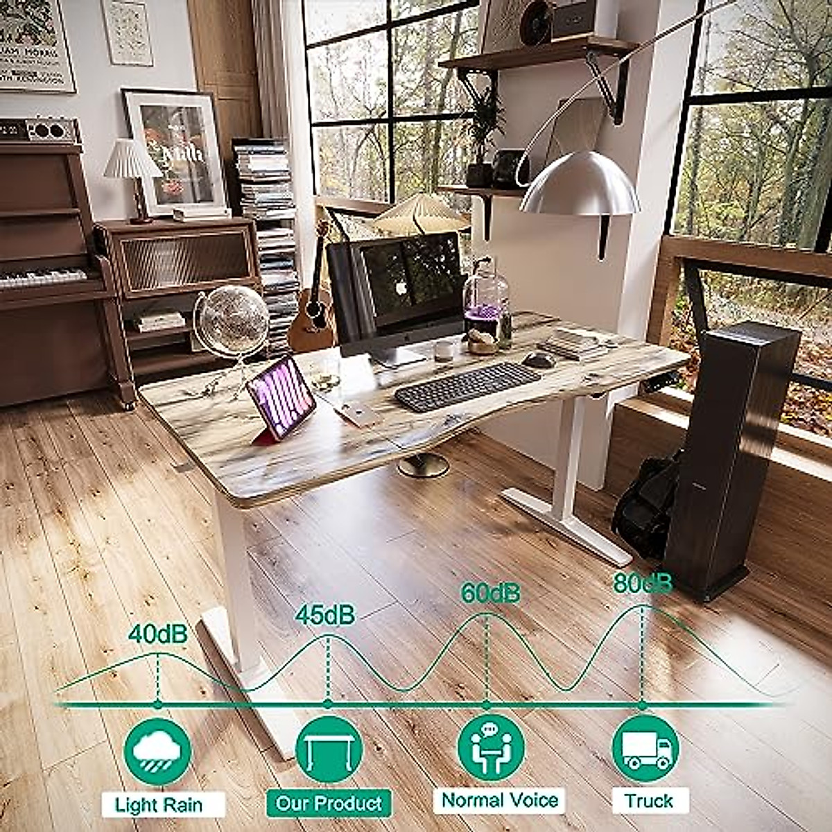 Monomi Height Adjustable Electric Standing Desk, 55 x 24 Inches Stand up Desk, Sit Stand Home Office Computer Desk, Maple