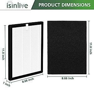 isinlive ProHEPA 9000 True HEPA Replacement Filters Compatible with VEVA ProHEPA 9000 Air Pur ifiers, 2 Pack Premium True HEPA Filters + 8 Pack Activated Carbon Filters