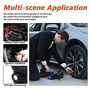 STANDTALL Electric Car Jack Kit, 5 Ton 12 V Hydraulic Jack with Impact Wrench Tire Inflator Pump and LED Light, for Sedans SUV and Trucks, Home Garage Tire Changing Repair and Road Emergency