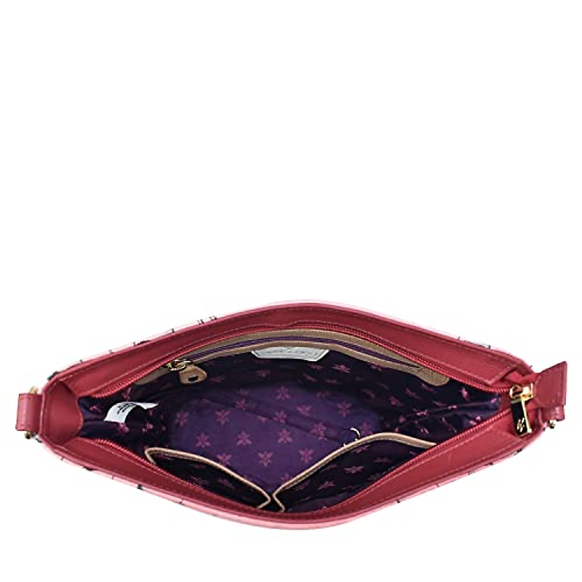 Anuschka Women’s Hand Painted Genuine Leather Tall Bucket Hobo - Snowy Cardinal