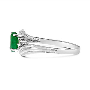 Direct-Jewelry 10k White Gold Oval Emerald And Diamond Ring (Size 8)