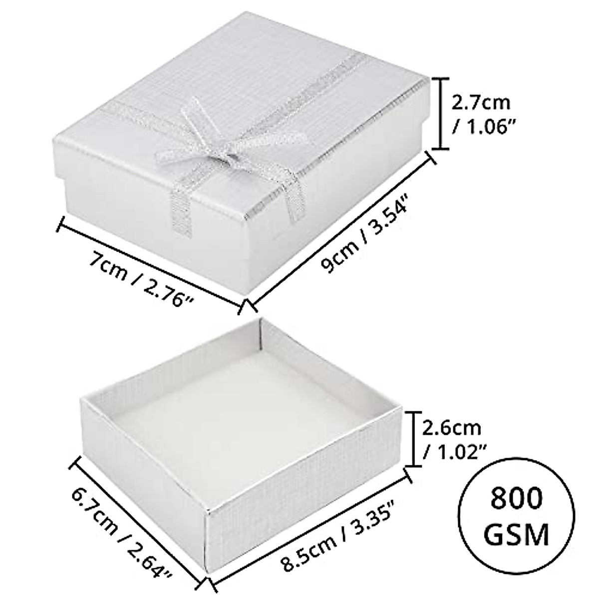 Kurtzy Silver Paper Jewelry Display Gift Boxes (12 Pack) - 9 x 7cm / 3.54 x 2.76 Inches - Cardboard Packaging Box Set with Foam Inserts for Earrings, Necklaces, Bracelets & Rings