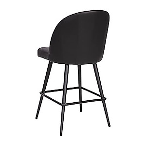 Flash Furniture Lyla Commercial Grade Modern Armless Counter Stools-Black LeatherSoft Upholstery-26" Barstool-Contoured Backrest-Steel Frame & Footrest-Set of 2