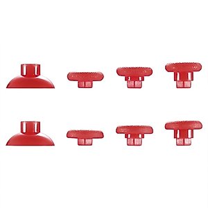 eXtremeRate Red Plastic Bottom Removable Thumbstick Joystick for PS5 for PS4 All Model Controller, Replacement Parts Adjustable Height Analog Thumb Stick for Xbox One S X Elite Controller