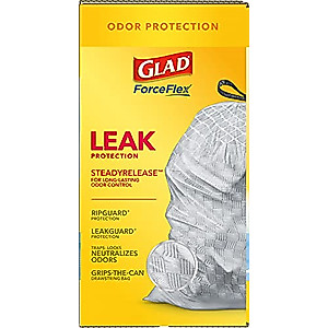 Glad Tall Kitchen Drawstring Trash Bags - Odorshield 13 Gallon White Trash Bag, Febreze Fresh Clean, White, Not Applicable, Febreze - Fresh Clean, 110 Count