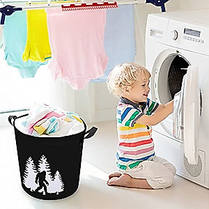 Bigfoot Trees Forest Oxford Cloth Laundry Basket with Handles Storage Basket for Toy Organizer Kids Room Nursery Hamper Bathroom