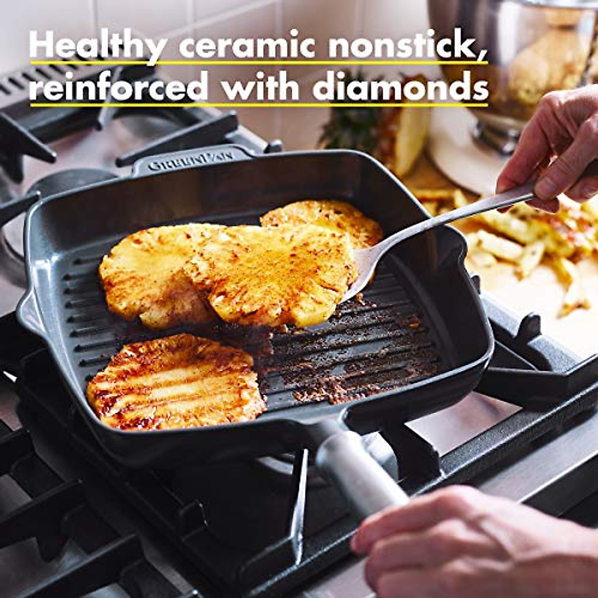 GreenPan SimmerLite 10'' Grill Pan, 11', Slate