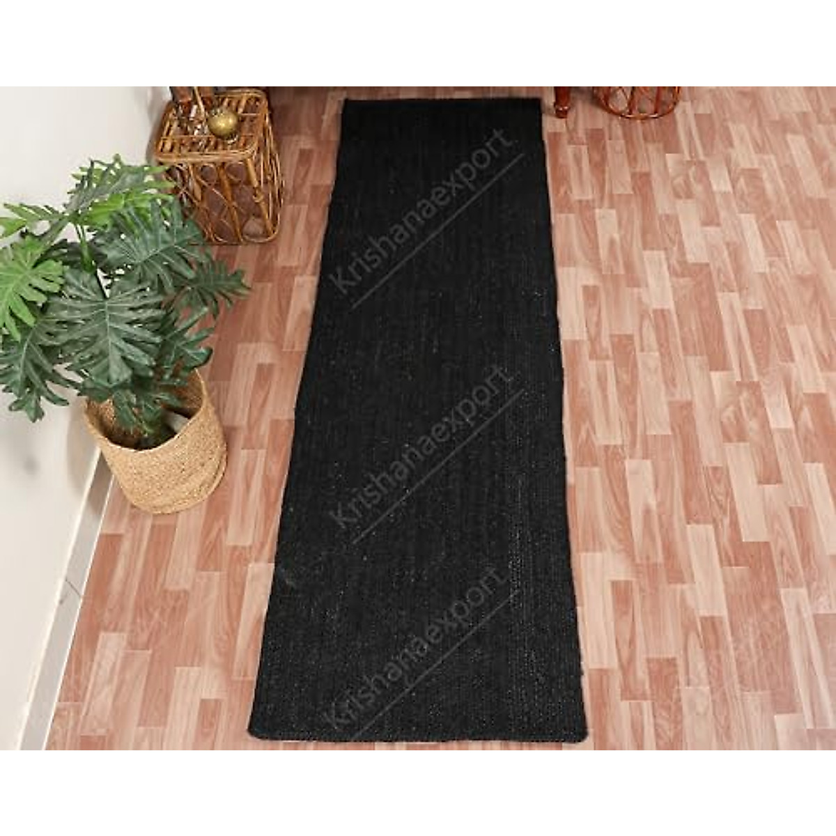 2x3, 2x4, 2x5, 2x6 Ft, 100% Natural Black Jute Runner Rug - Bohemian Jute Rug, Jute Runner Rug, Natural Fiber Runner Rug, Jute Braided Rug, Boho Decor Rug, Custom Size Rug (2x3 Ft, Area Rug)