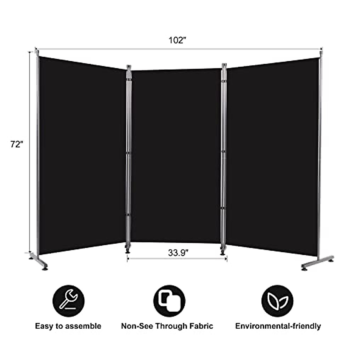 Room Divider 6FT Folding Privacy Screens, 3 Panel Partition Room Dividers w/Freestanding Design, Portable Wall Divider for Room Separtation, Fabric Screen Panel for Home Office Living Room Dorm