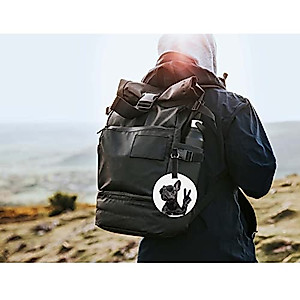 TKS MITLAN 1 Pcs Luggage Tag French Bulldog Privacy Cover ID Label Address Card for Travel Bag Suitcase Cool Trendy Posing with Sunglasses Victory Fingers Leather Luggage Tag Travel(Round)