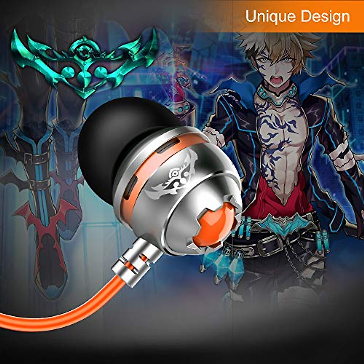TIMMKOO Wired Earbuds Dual Drivers Phone Earbuds with Mic Bass Earphone with Microphone Noise Isolating for iPhone Android Smartphones Tablets Laptop Orange