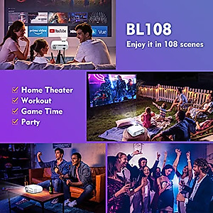 Cibest WiFi Projector Native 1080p, 8000L Movie Projector with High Contrast of 9000:1, Home Projector, Phone Projector, Compatible with iPhone, Android, TV Stick, etc. Comes with Projector Screen