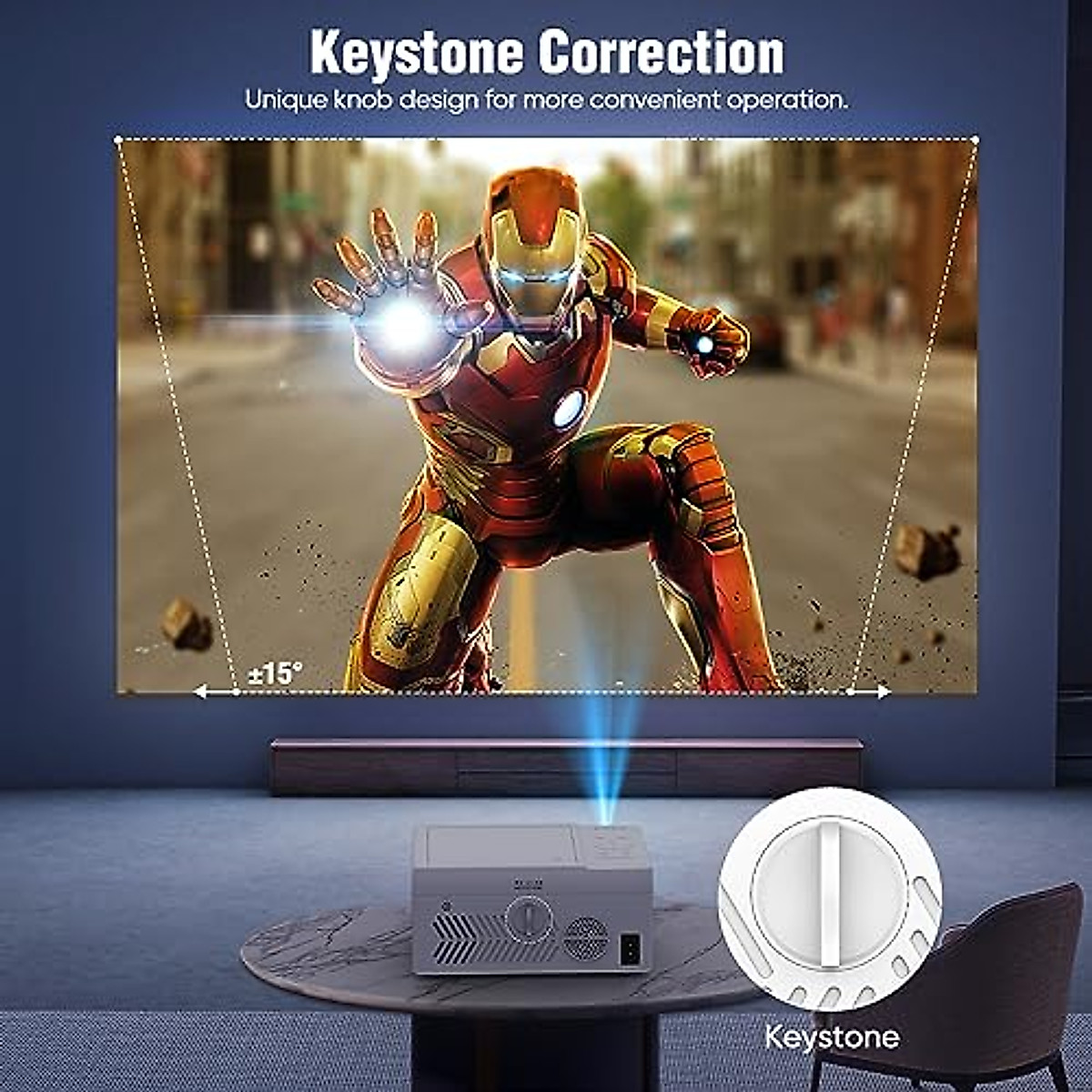 TMY Bluetooth Projector with DVD Player Built in, 1080P Outdoor Projector, Mini Portable DVD Projector Compatible with Smartphone/PC/TV Stick/HDMI/AV/USB/TF, indoor & outdoor use