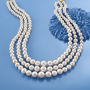 Ross-Simons 6-11.5mm Cultured Pearl Graduated 3-Strand Necklace With 14kt Yellow Gold. 18 inches