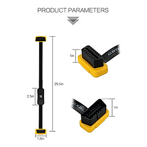 AUTOOL OBD2 Cables, Low Profile 60cm OBDII 16 Pin Male to Female Diagnostic Extension Cable Cord with Switch