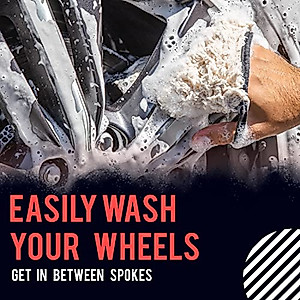 Maxshine Microfiber Wash Mitt Finger Wheel Car Wash Mitt and Dusting Mitt for Car Detailing, 2pcs/Pack Car Wash Glove for Small Areas, Car Detailing Accessories and Supplies