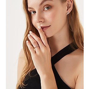 TIGRADE Half Eternity Ring for Her, Baguette Cubic Zirconia Anniversary Ring, Minimalist Bridal Statement Band Ultra Thin Stacking Ring (Silver, Size 7)