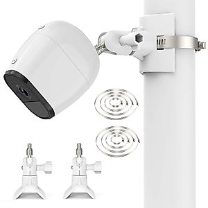 Universal Outdoor Camera Mount for Arlo Pro 5SS/Pro 4/Pro 3/Ultra 2/Essential XL,for eufyCam 2C/2C Pro and More 1/4’’ Camera, Fits 1.96-7.87’’ Pole No Drill(White, 2 Pack)