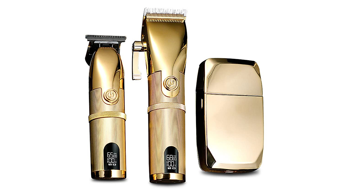 BR Barbers Gold Hair Clippers – Professional Cordless Grooming Kit