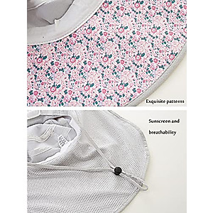 Sun Hats for Women Foldable Wide Birm Boonie Hat Adjustable UV Protection Fishing Hiking Hat with Windproof Tether Light Gray