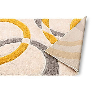 Well Woven San Francisco Bevel Yellow Modern Geometric 3D Textured Thick and Soft Shag 5'3" x 7'3" Area Rug