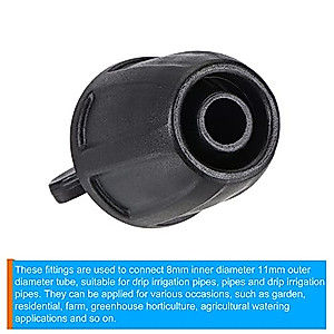 MECCANIXITY Drip Irrigation End Cap Barbed Fitting 8mm/11mm Tubing for Garden Drip Tape Tubing Sprinkler System Black Pack of 12