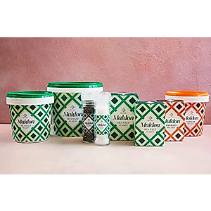 Maldon Salt, Sea Salt Flakes, 20 oz (570 g), Resealable Tub, Kosher, Natural, Handcrafted, Gourmet, Pyramid Crystals