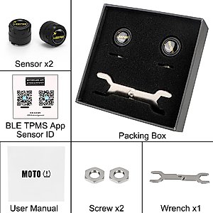 leepee Motorcycle Tire Pressure Monitoring System, Tire Pressure and Temperature Alarm, Wireless Motorcycle TPMS with 2 External Sensors, Support iOS and Android