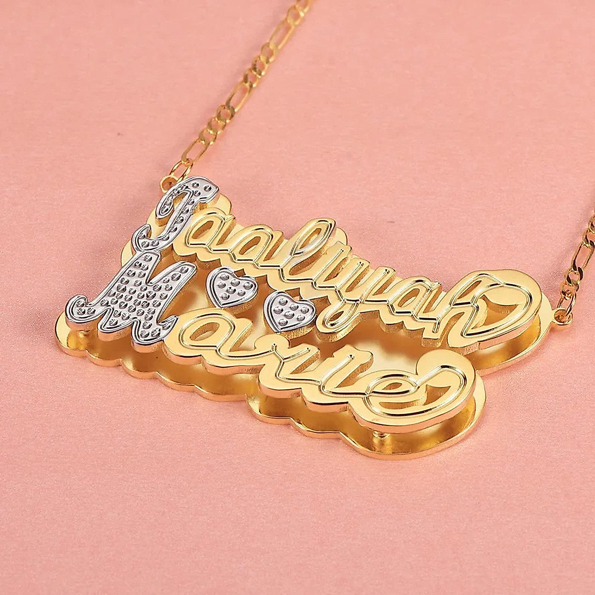 Name Necklace Personalized 18K Gold-Plated Double Custom Name Necklace for Women as a Gift