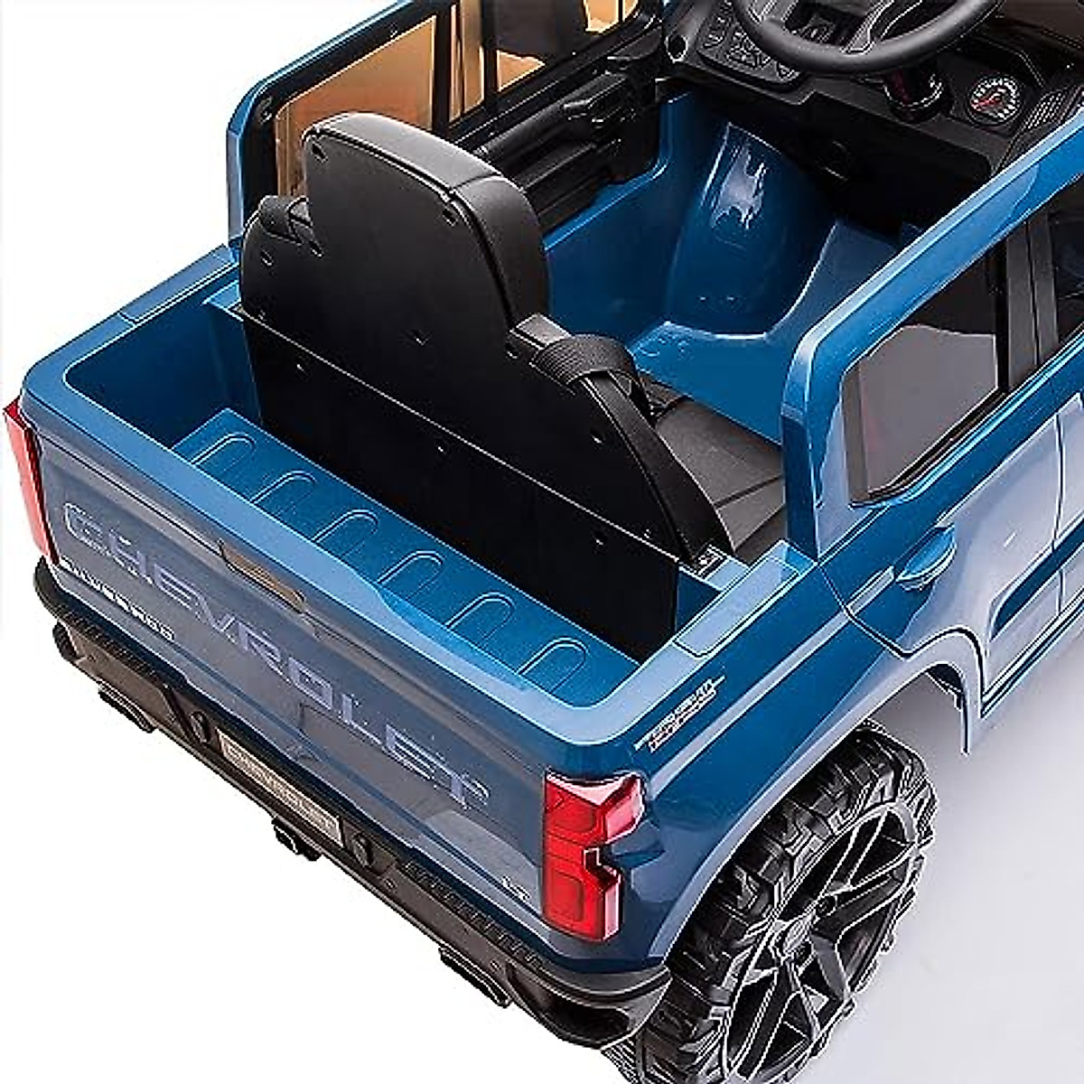Dakott Chevy Silverado Z71 Trail Boss Monster Truck Four Powerful Motors 12V 4x4 Big Wheels Ride On Monster Truck for Kids, Large, Blue