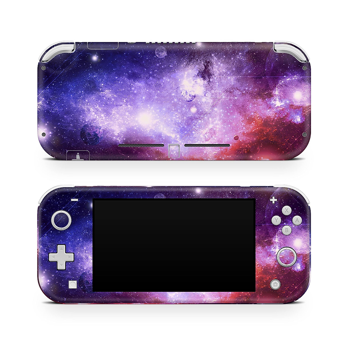 Tacky Design Galaxy Decal Skin Compatible with Nintendo Switch Lite Skin Wrap, Purple Stars Color Skin for Nintendo Switch Lite Cover, Premium Vinyl 3M Full Wrap Decal.